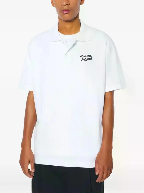 Maison Kitsuné Embroidered Logo Polo Shirt - White