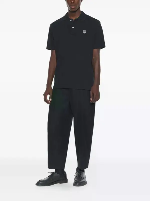 Maison Kitsuné Fox-head Embroidered Polo Shirt - Black