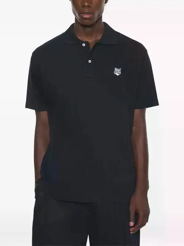 Maison Kitsuné Fox-head Embroidered Polo Shirt - Black