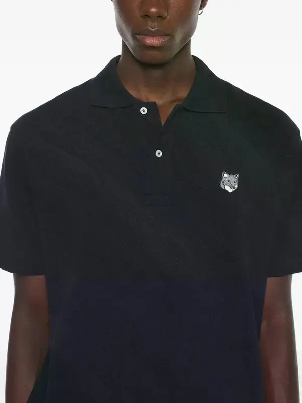 Maison Kitsuné Fox-head Embroidered Polo Shirt - Black