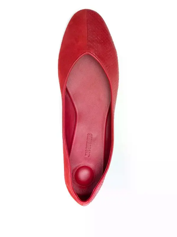 Jacquemus Snakeskin-effect Ballet Flats - Red