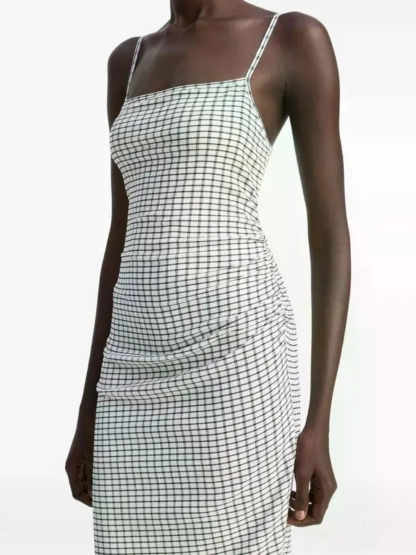 Vince Checked Side-ruched Dress