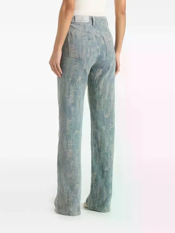 Manière De Voir Distressed High Rise Straight Leg Jeans