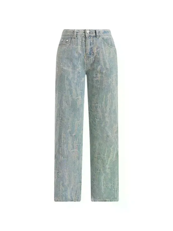 Manière De Voir Distressed High Rise Straight Leg Jeans - Blue