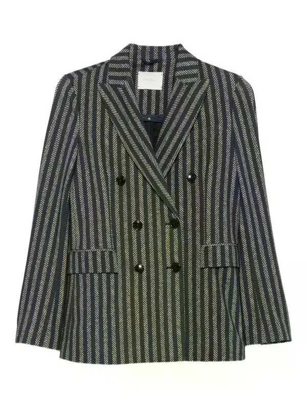 CIRCOLO 1901 Striped Double-breasted Blazer - Blue