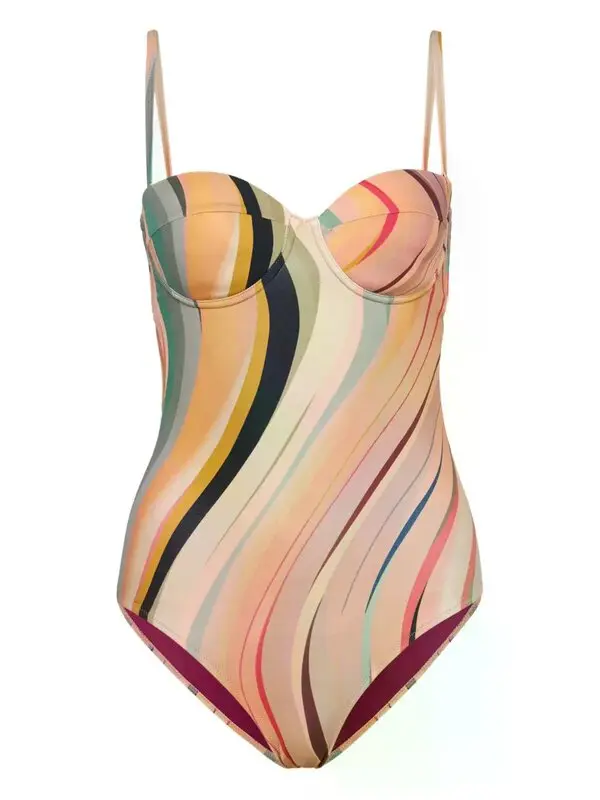 Paul Smith Striped Underwired Swimsuit - Neutrals