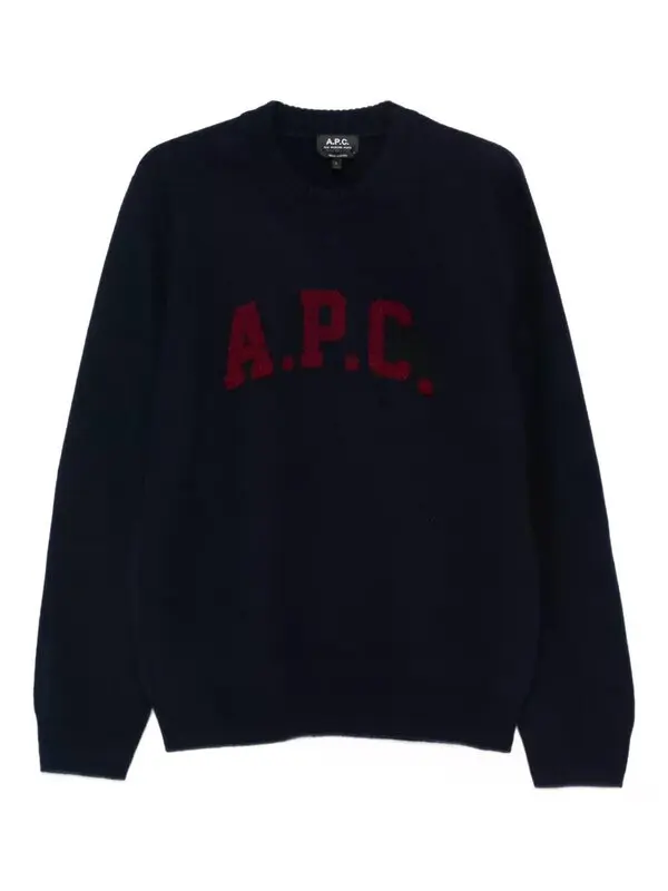 A.p.c. Logo-detail Crew-neck Sweater - Blue