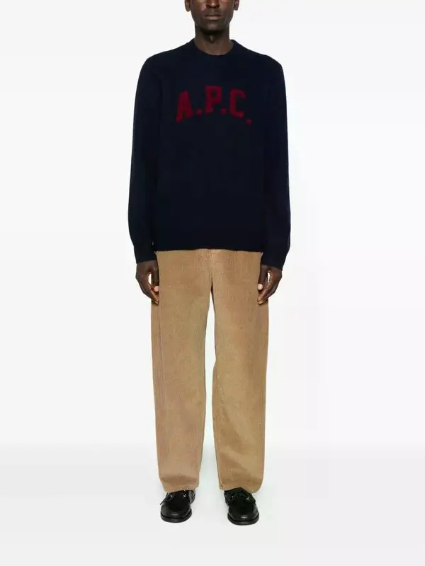 A.p.c. Logo-detail Crew-neck Sweater - Blue