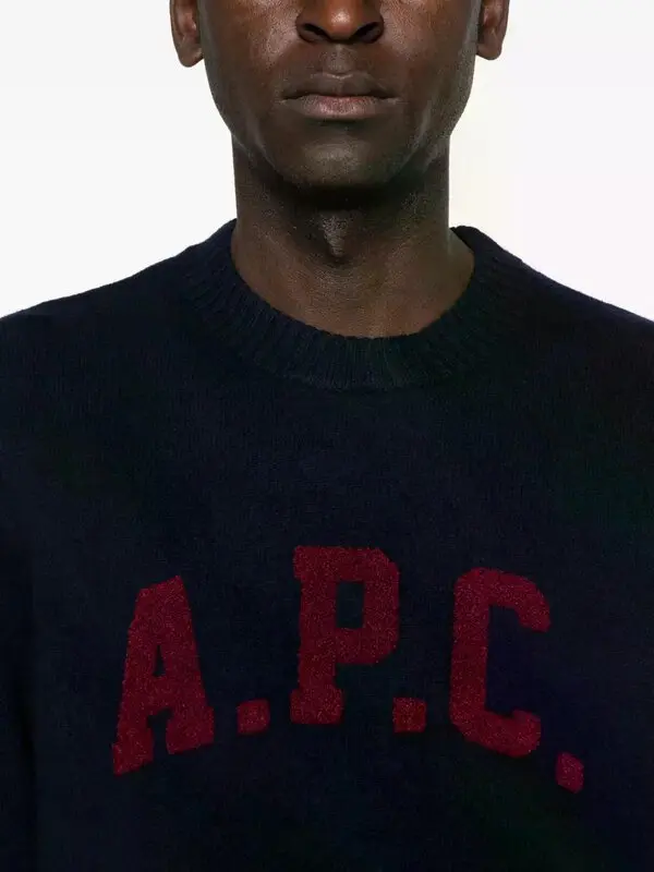 A.p.c. Logo-detail Crew-neck Sweater - Blue