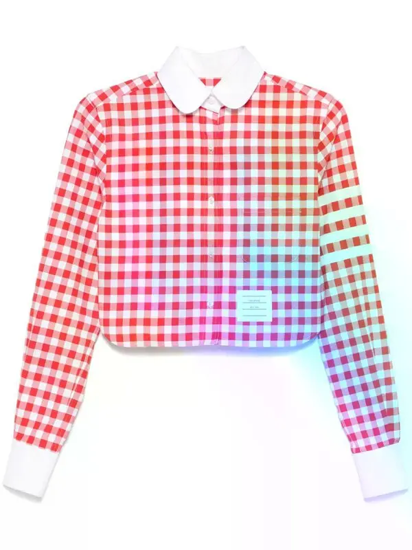 Thom Browne Gingham Check Flannel 4-bar Cropped Shirt