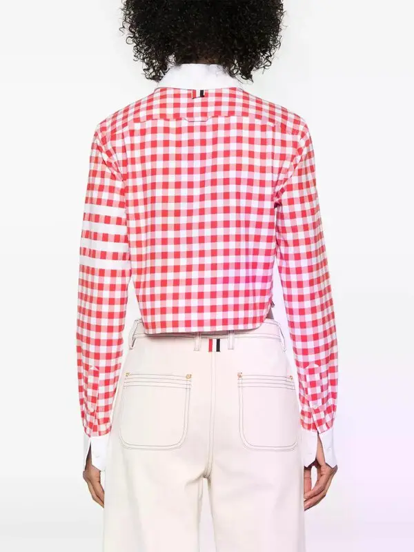 Thom Browne Gingham Check Flannel 4-bar Cropped Shirt