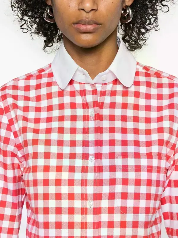 Thom Browne Gingham Check Flannel 4-bar Cropped Shirt