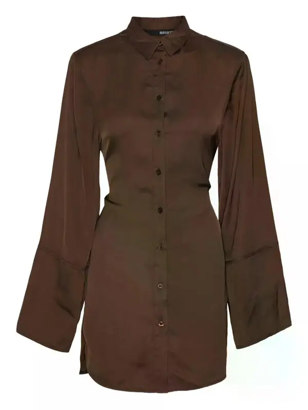 ROTATE BY BIRGER CHRISTENSEN Tie-waist Shirt Mini Dress - Brown