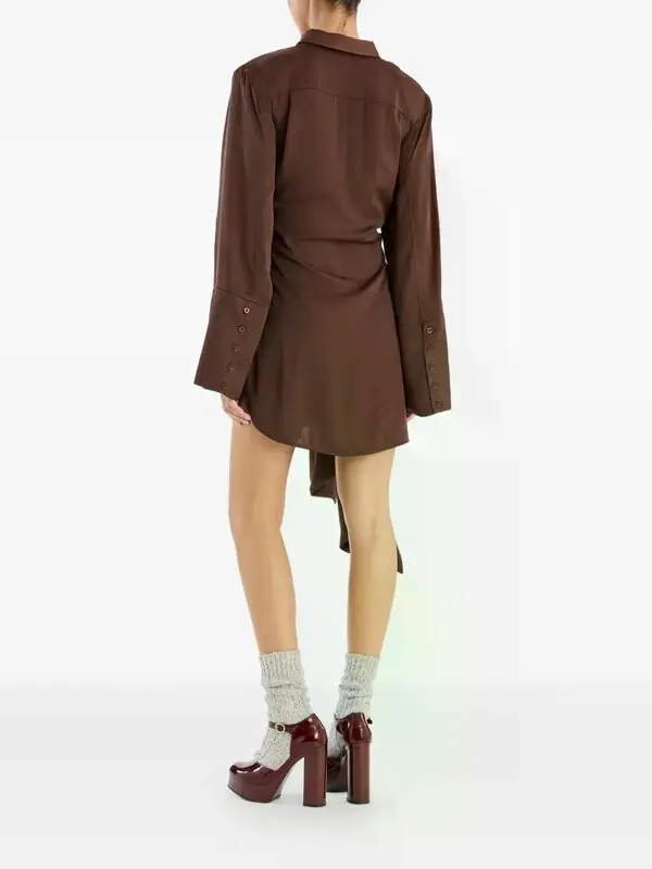 ROTATE BY BIRGER CHRISTENSEN Tie-waist Shirt Mini Dress - Brown