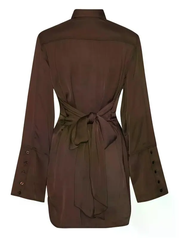 ROTATE BY BIRGER CHRISTENSEN Tie-waist Shirt Mini Dress - Brown