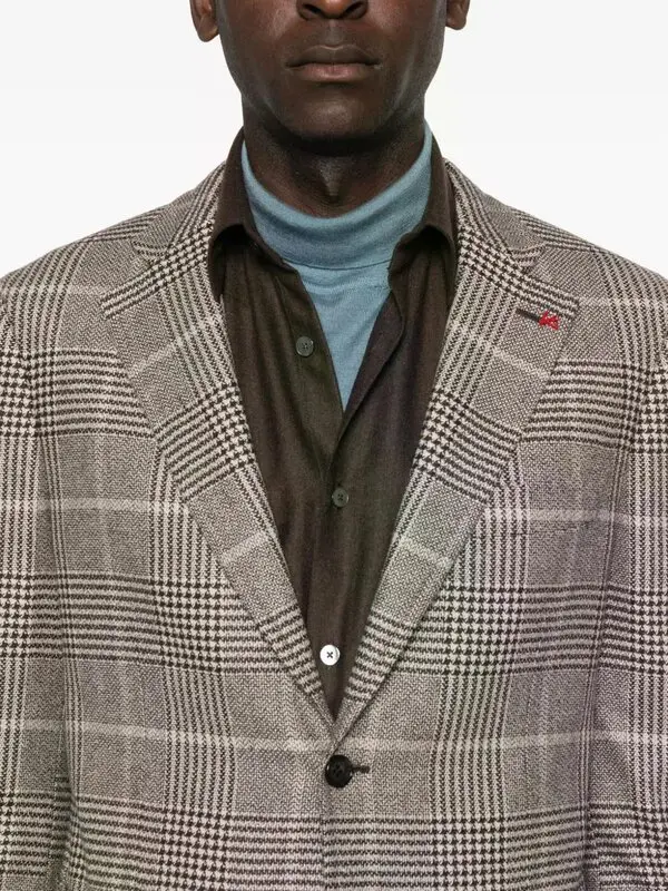 Isaia Checked Two-button Blazer - Grey