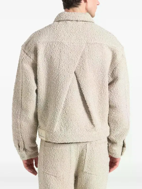 Manière De Voir Bouclé Cropped Jacket With Back Pleat - Neutrals