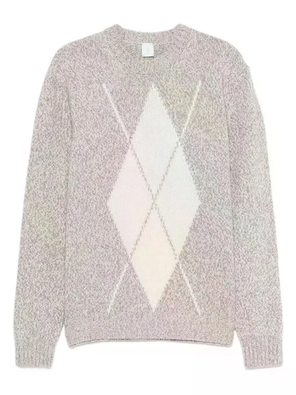 Eleventy Argyle Crew-neck Sweater - Grey