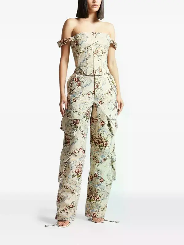 Manière De Voir Floral-jacquard Corset Top