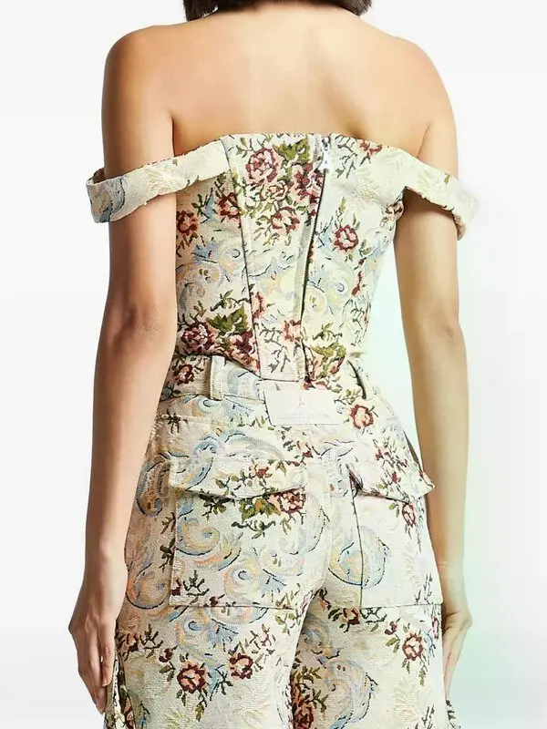 Manière De Voir Floral-jacquard Corset Top
