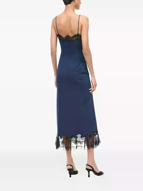 Staud Nadia Lace-trim Midi Dress - Blue