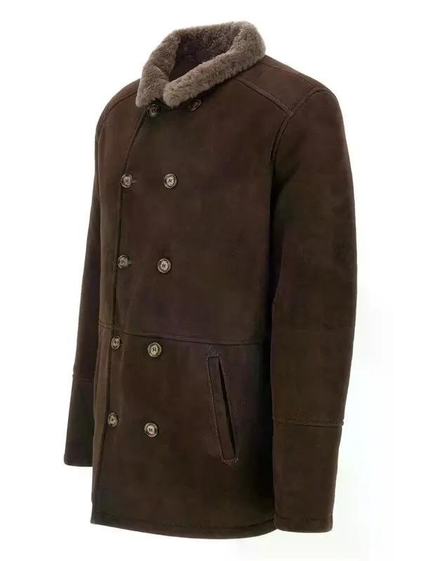 BARBA NAPOLI Shearling-collar Double-breasted Jacket