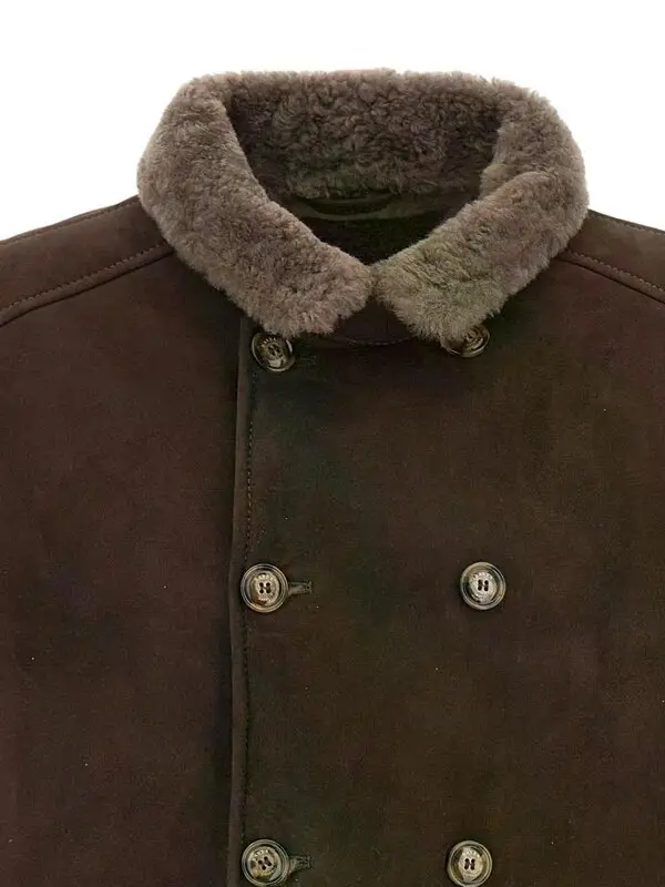 BARBA NAPOLI Shearling-collar Double-breasted Jacket