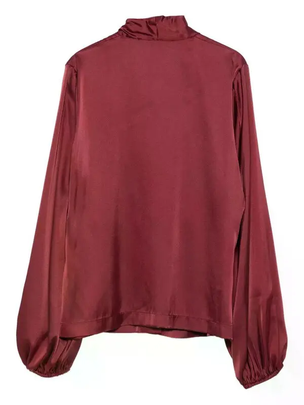 D.exterior Pleated Button-front Blouse - Red