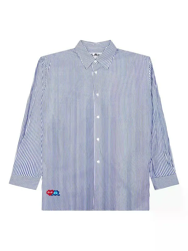Play Comme Des Garcon Striped Embroidered-detail Shirt