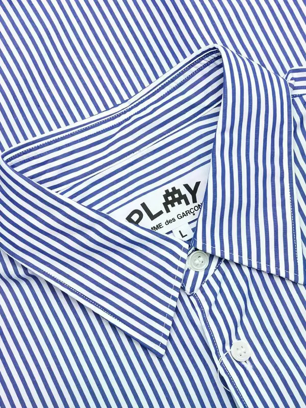 Play Comme Des Garcon Striped Embroidered-detail Shirt