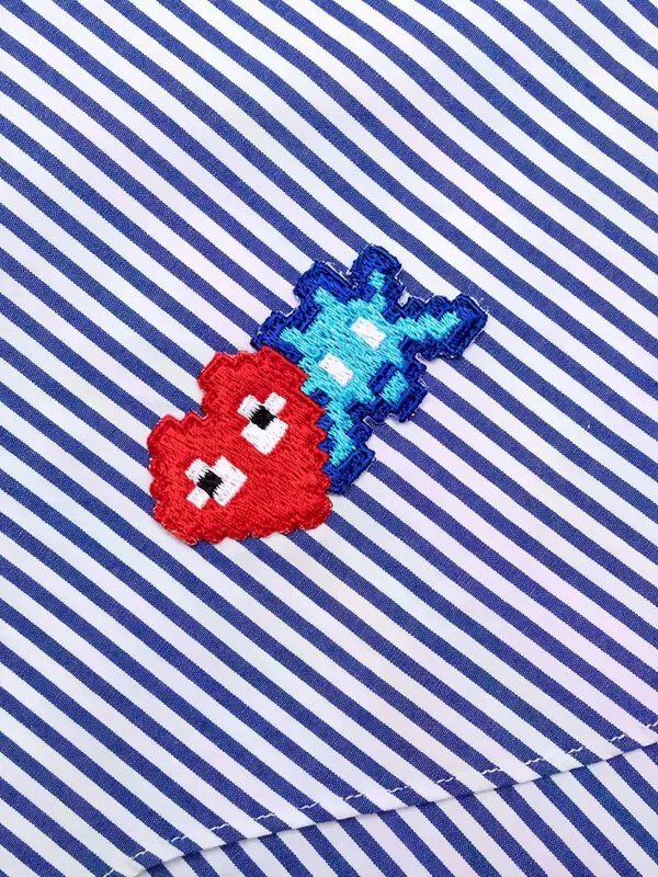 Play Comme Des Garcon Striped Embroidered-detail Shirt