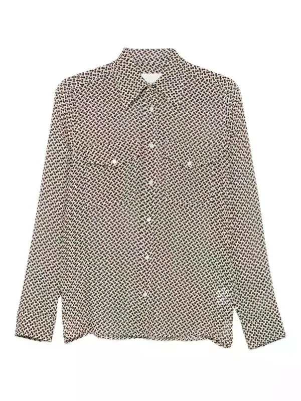 XACUS Geometric-print Flap-pocket Shirt