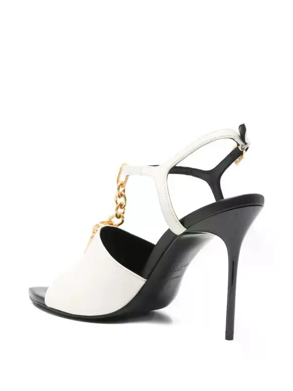 Balmain 95mm Chain-embellished Pointed-toe Sandals - Neutrals