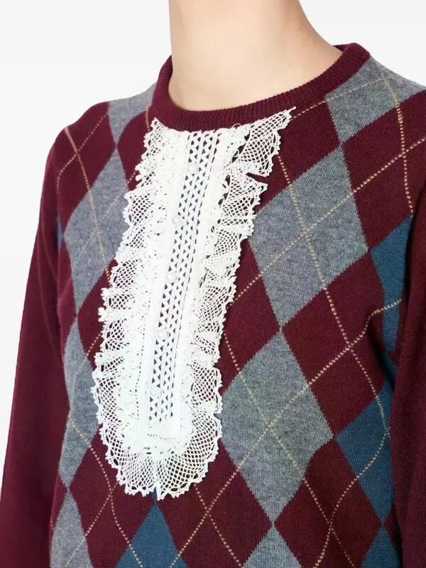 Kolor Lace-insert Argyle Sweater