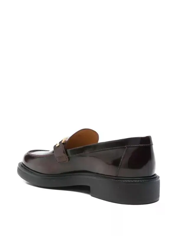 TOD'S Leather Metallic-bar Loafers - Red