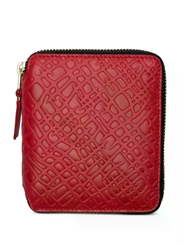 Comme Des Garçons Embossed Zip-around Wallet - Red