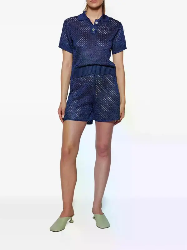 Calle Del Mar Open-knit Shorts - Blue