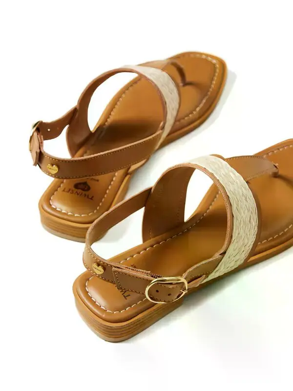 TWINSET Woven-panel Leather Sandals