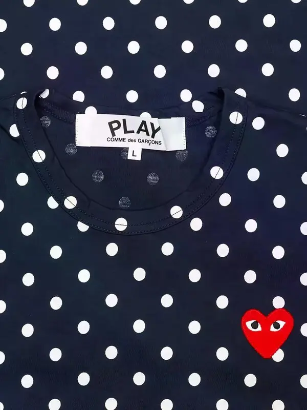Play Comme Des Garcon Polka-dot Long-sleeve T-shirt - Blue