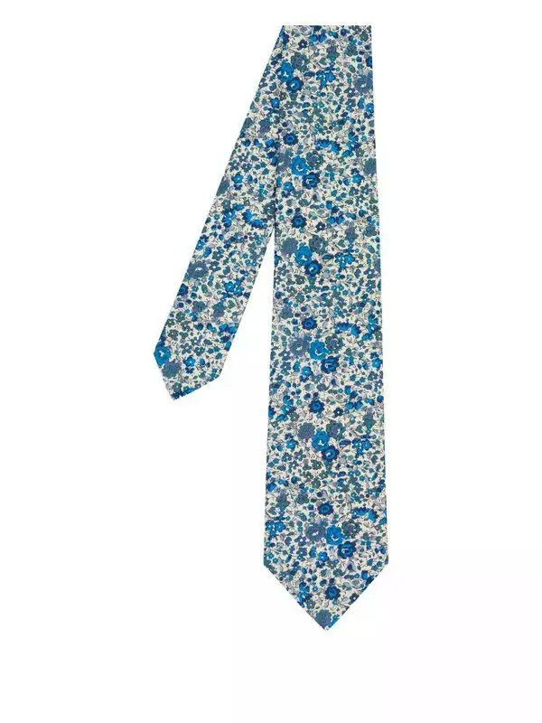 Paul Smith Floral Print Narrow Tie - Blue