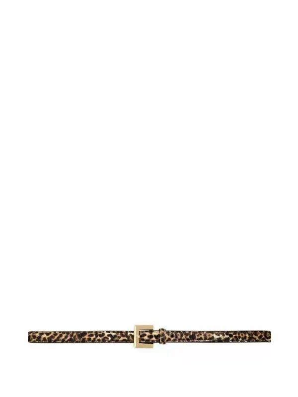 ANINE BING Leopard-print Belt With Square Buckle - Brown