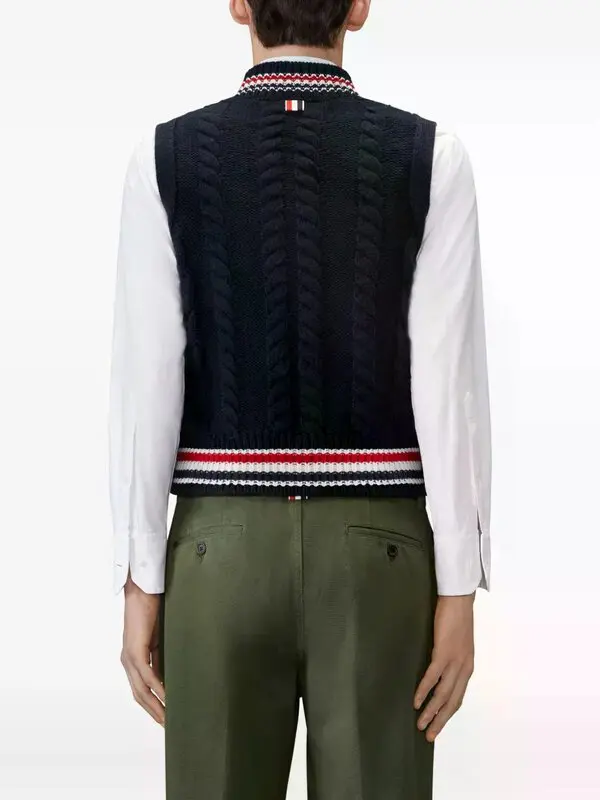 Thom Browne Aran Knit Cable-stitch Wool Vest
