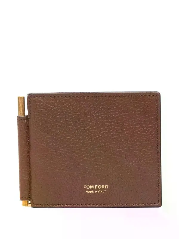 TOM FORD Money-clip Leather Card Holder - Brown