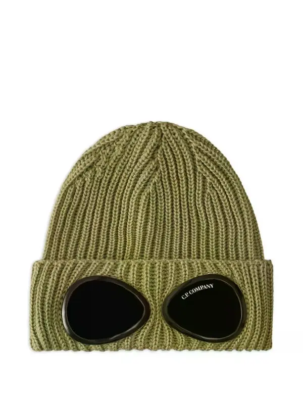 C.P. COMPANY Goggle-detail Ribbed-wool Beanie - Green