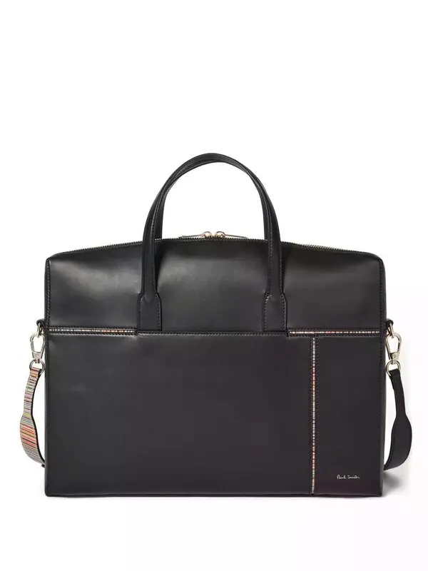 Paul Smith Leather Laptop Bag With Multi-stripe Detail