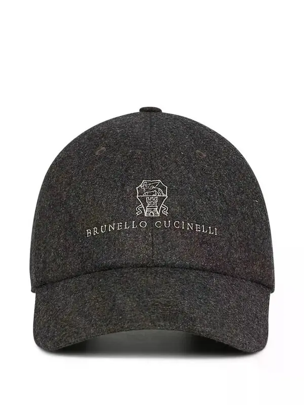 Brunello Cucinelli Embroidered-crest Curved-peak Cap - Grey
