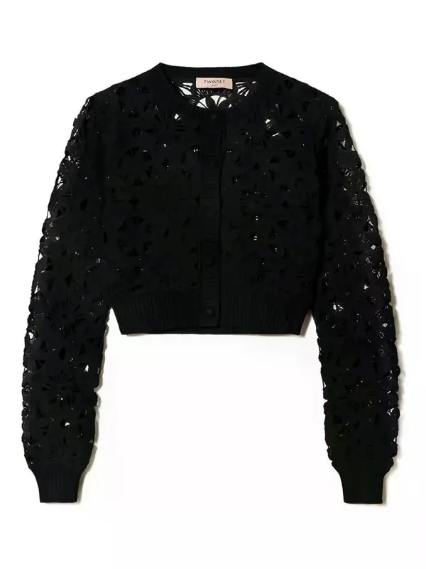 TWINSET Floral Crochet Cardigan