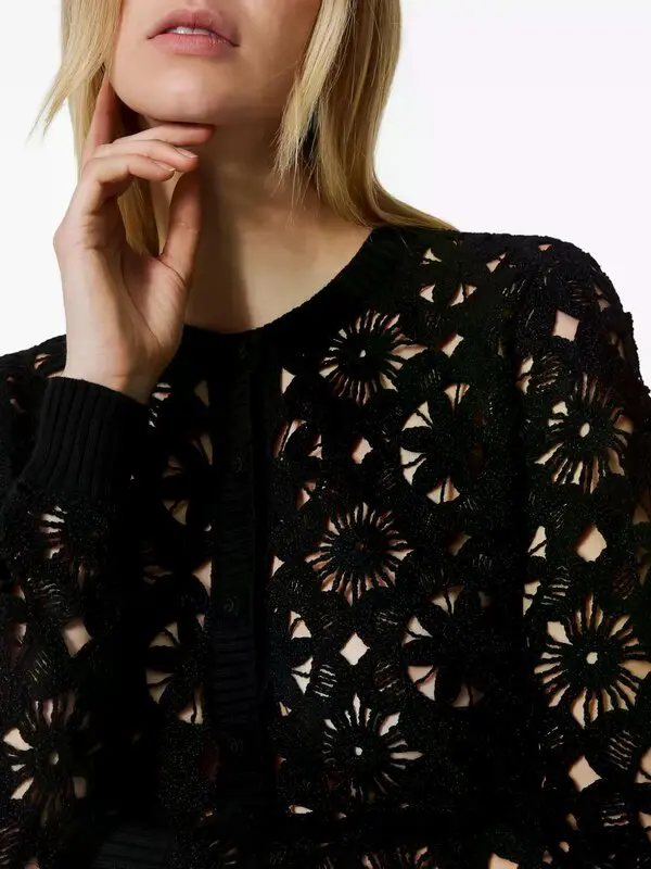 TWINSET Floral Crochet Cardigan