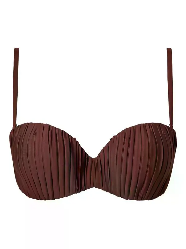 TWINSET Pleated Bandeau Bikini Top - Brown