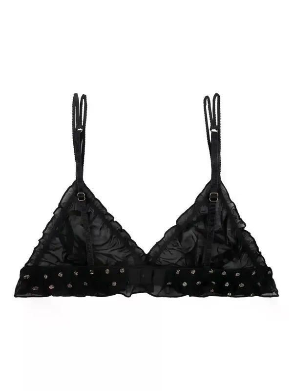 Love Stories Polka-dot Ruffled Bra - Black